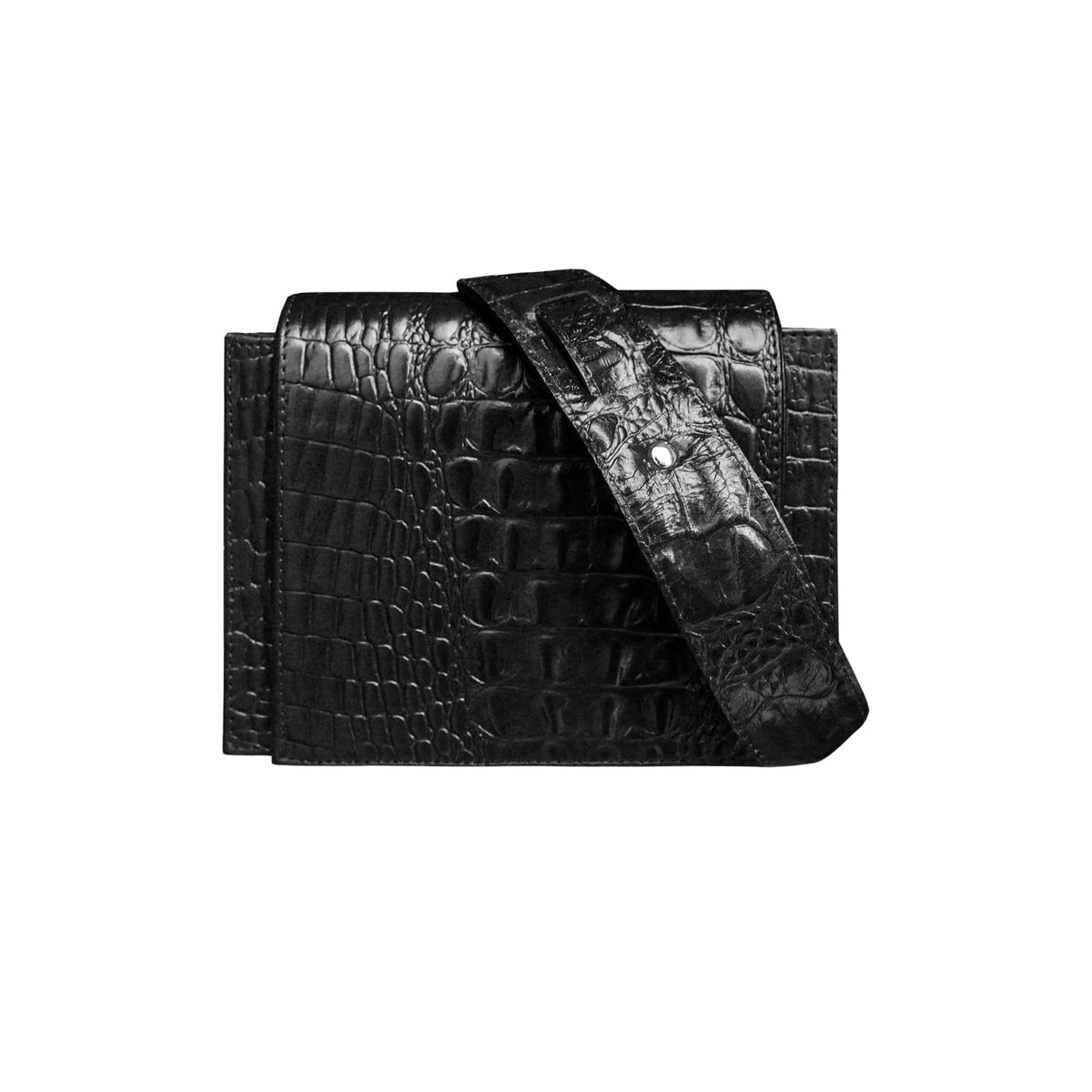 Cartera Mini Chevy Croco Negro - Estilo Compacto con Textura Croco ...