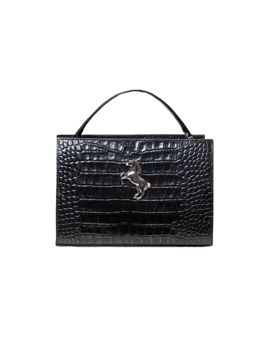 Cartera Mini Horse Croco Negro - Estilo Compacto con Textura Croco ...